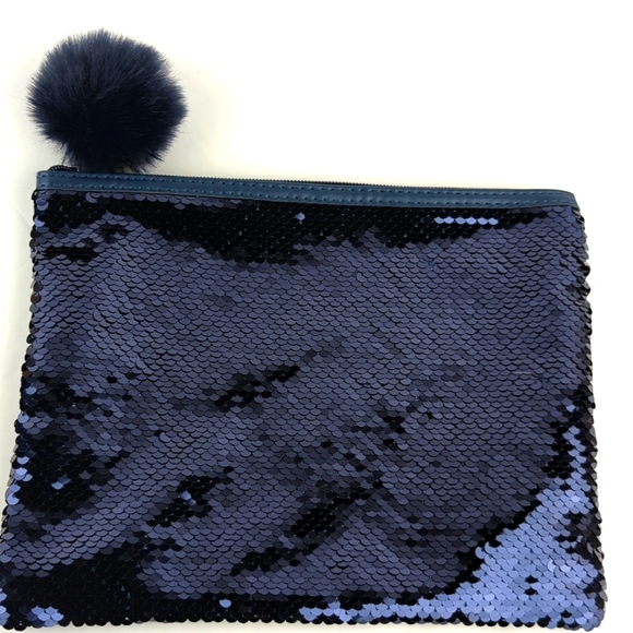 Ulta Beauty | Bags | Ulta Navy Blue Sequin Clutch Cosmetics Makeup Bag ...